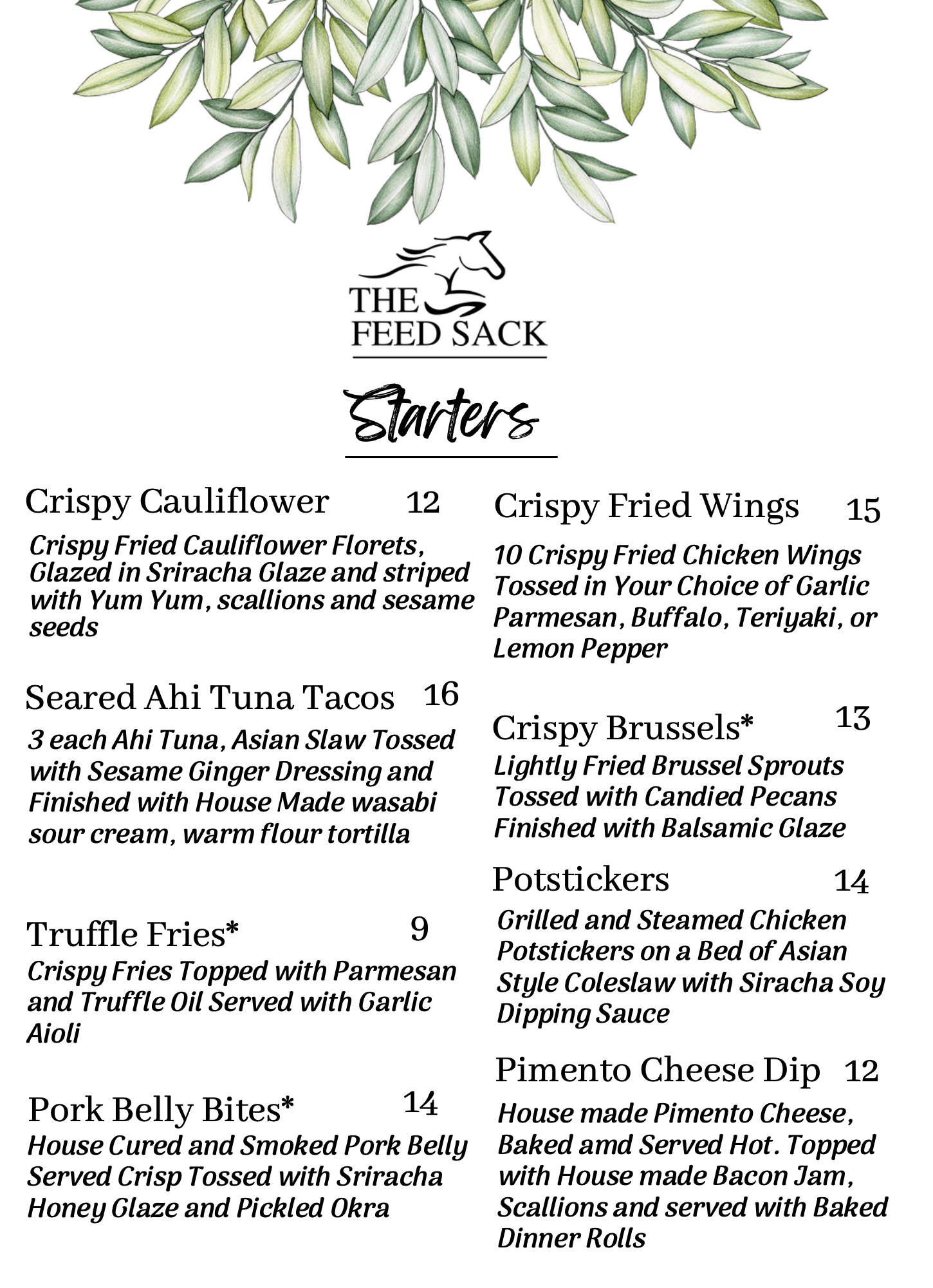 Cocktail Menu – The Feed Sack Restaurants